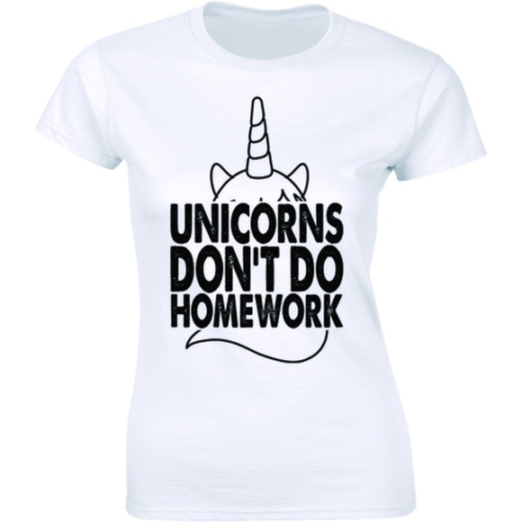 Half It | Tops | Unicorns Dont Do Homework Youth Funny Tshirt Tee ...